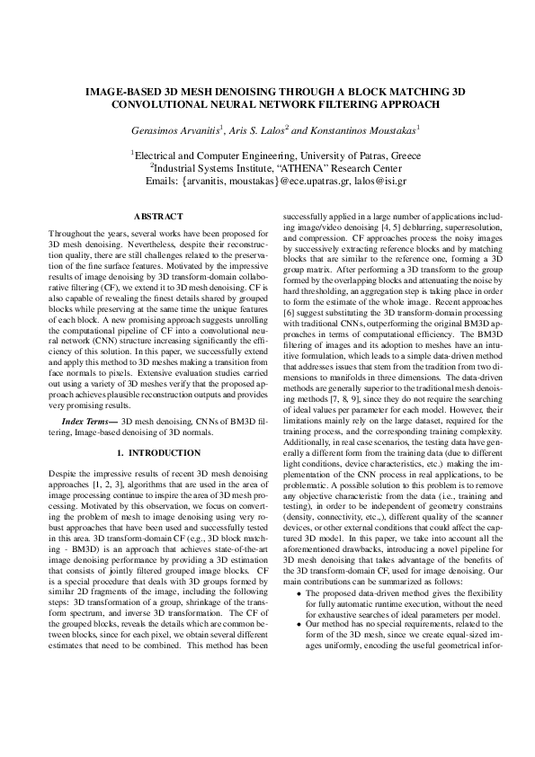 Pdf Image Based 3d Mesh Denoising Through A Block Matching 3d