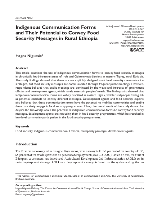 (PDF) Indigenous Communication Forms and Their Potential to Convey Food ...