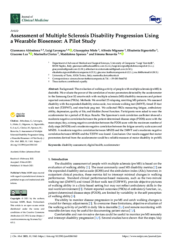(PDF) Assessment of Multiple Sclerosis Disability Progression Using a ...