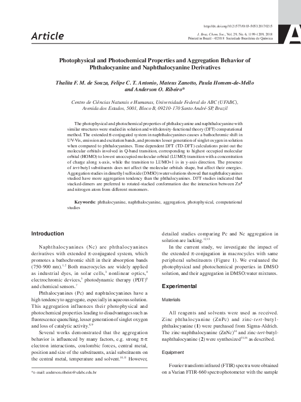 (PDF) Photophysical and photochemical properties and TD-DFT ...