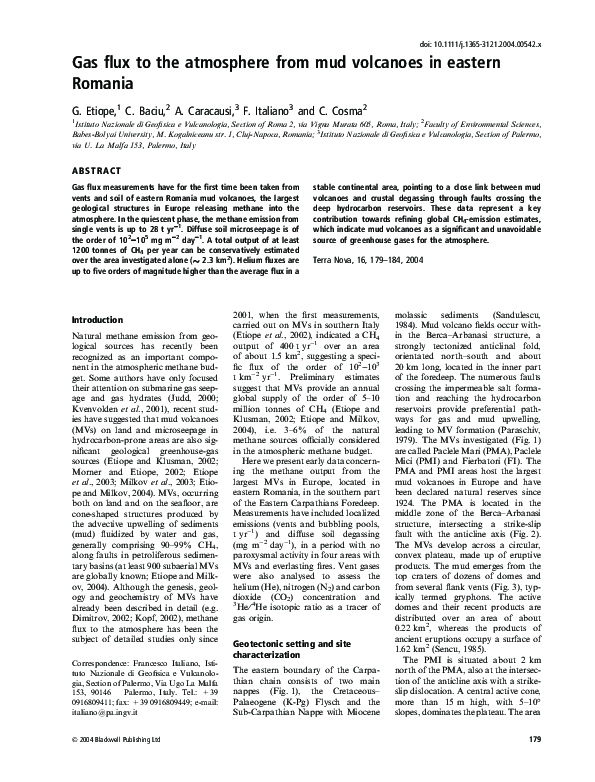 (PDF) Gas flux to the atmosphere from mud volcanoes in eastern Romania