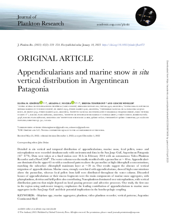 (PDF) Appendicularians and marine snow in situ vertical distribution in ...