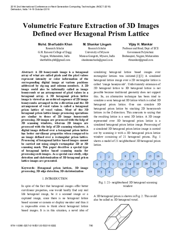 (PDF) Volumetric Feature Extraction of 3D Images Defined over Hexagonal Prism Lattice