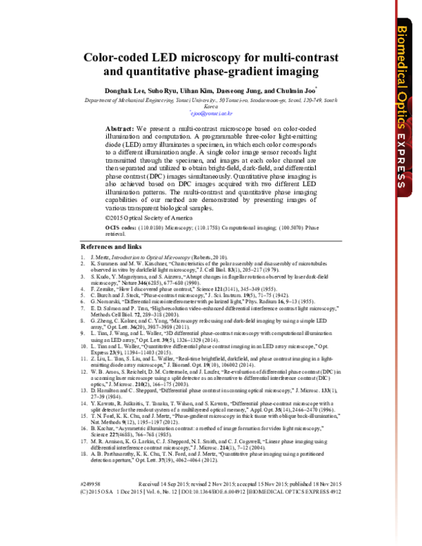 (PDF) Color-coded LED microscopy for multi-contrast and quantitative ...
