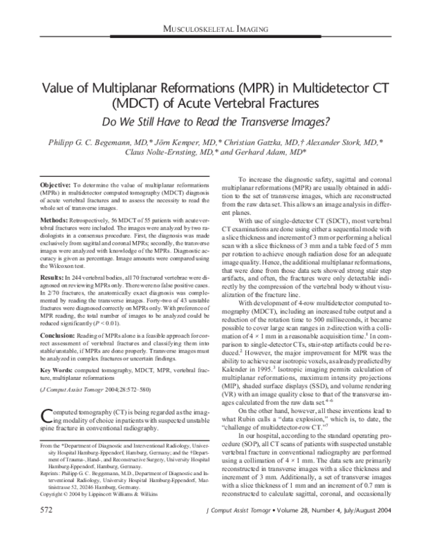 (PDF) Value of Multiplanar Reformations (MPR) in Multidetector CT (MDCT ...