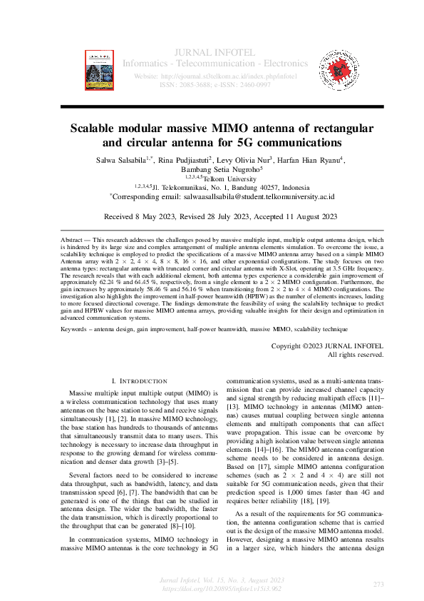 (PDF) Scalable modular massive MIMO antenna of rectangular truncated corner patch antenna and ...