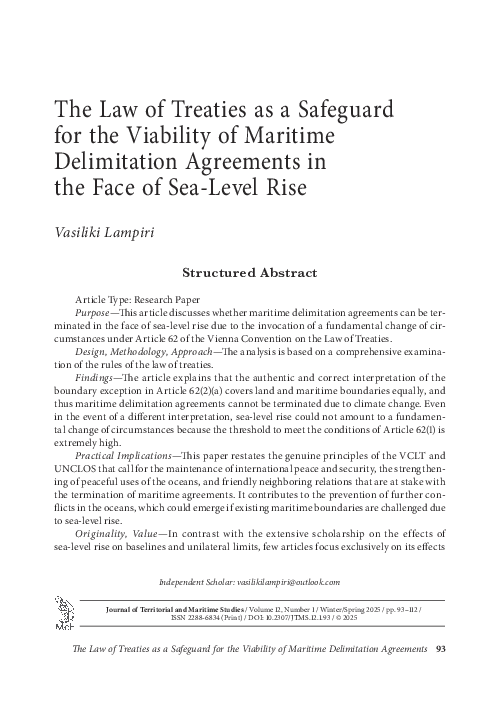 (PDF) The Law of Treaties as a Safeguard for the Viability of Maritime ...