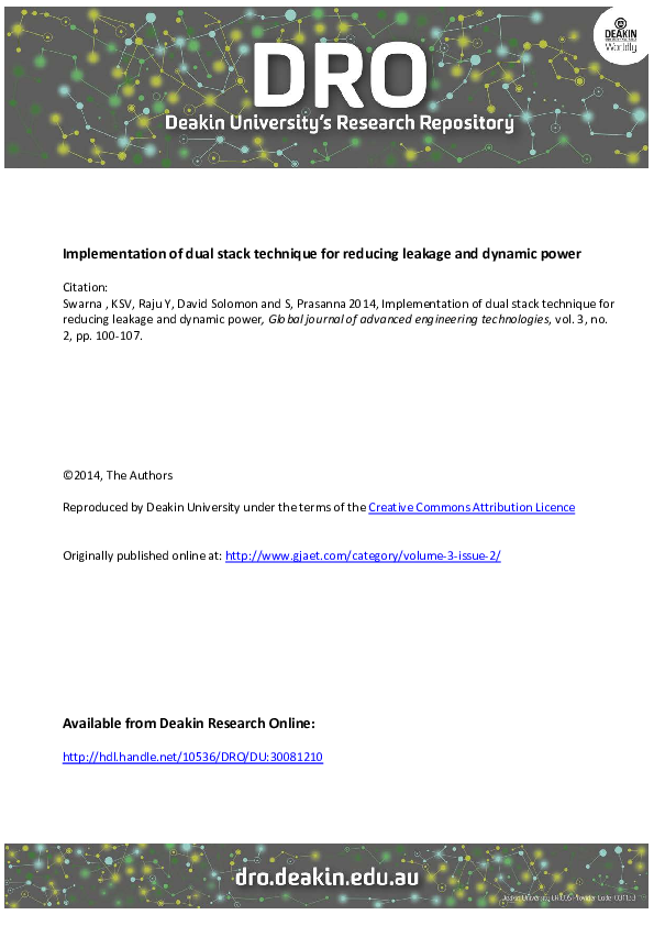 (PDF) Implementation of dual stack technique for reducing leakage and ...