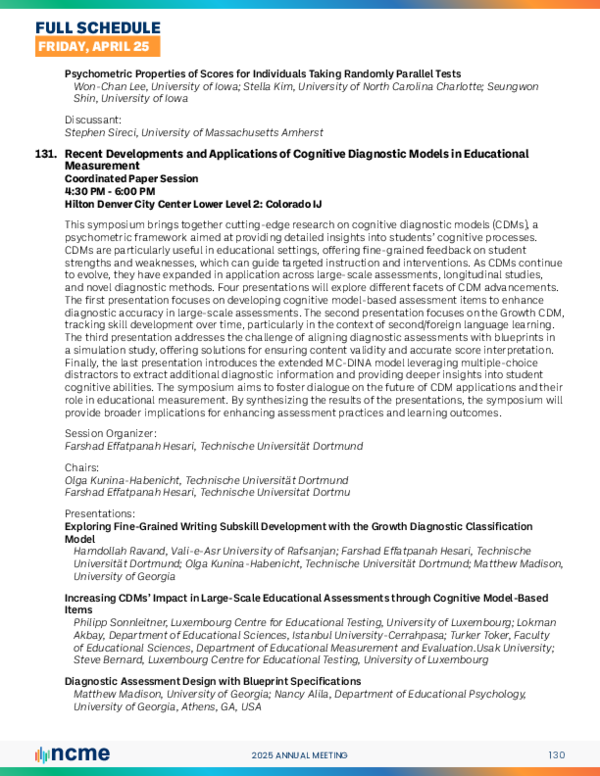 (PDF) Recent Developments and Applications of Cognitive Diagnostic Models in Educational Measurement