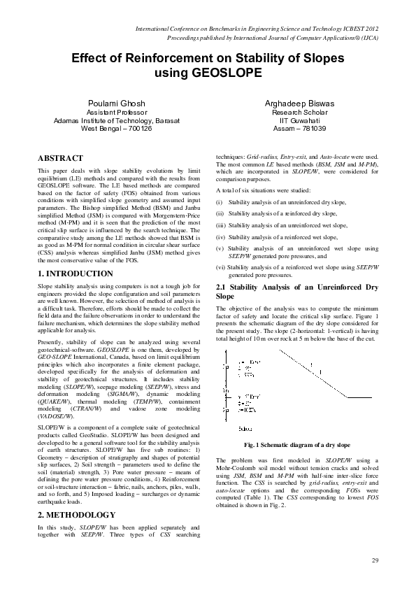 (PDF) Effect of reinforcement on stability of slopes using GEOSLOPE