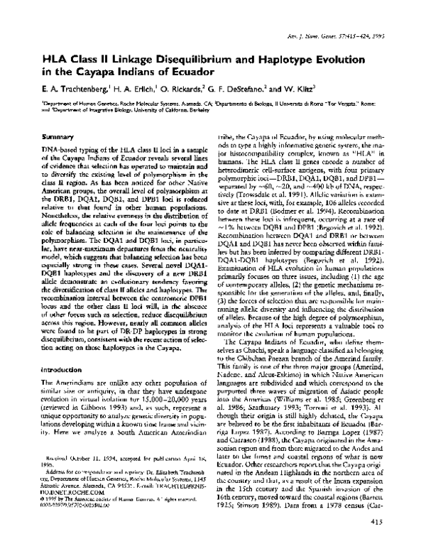 (PDF) HLA class II linkage disequilibrium and haplotype evolution in ...