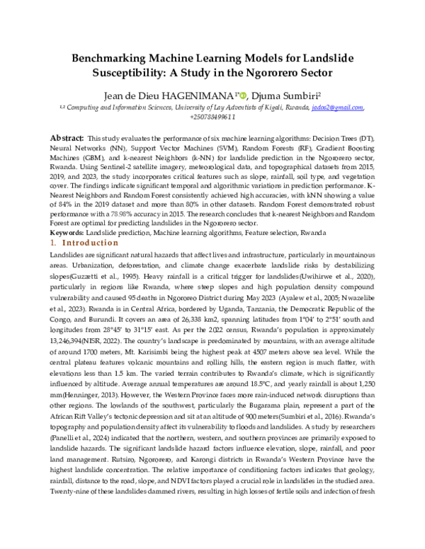 (PDF) Benchmarking Machine Learning Models for Landslide Susceptibility: A Study in the ...