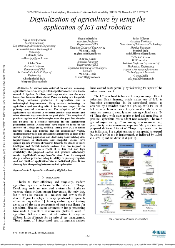 (PDF) Digitalization of agriculture by using the application of IoT and ...
