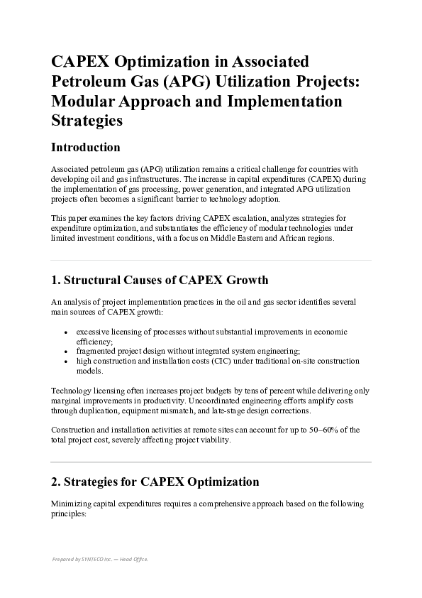 (PDF) CAPEX Optimization in Associated Petroleum Gas (APG) Utilization ...