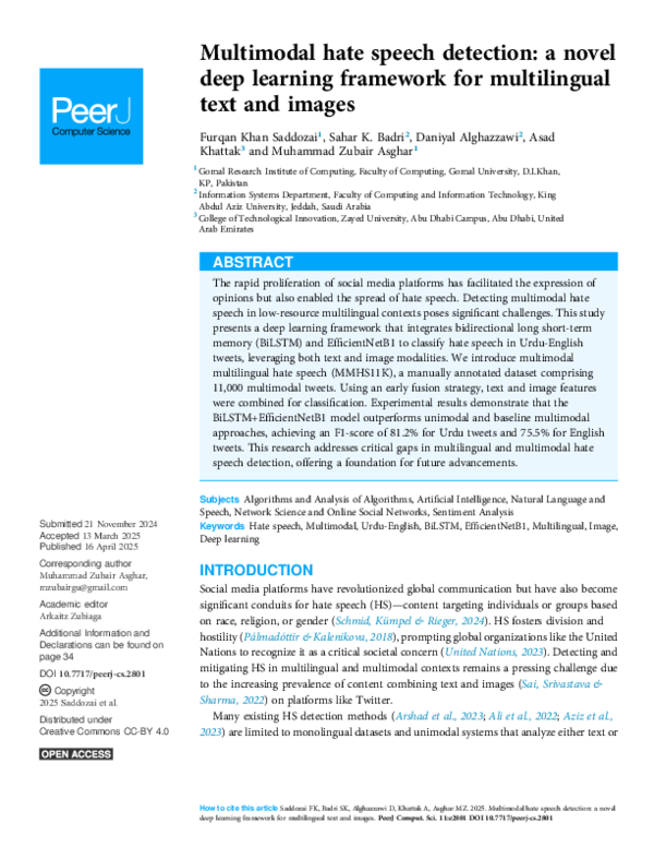 (PDF) Multimodal hate speech detection: a novel deep learning framework for multilingual text ...
