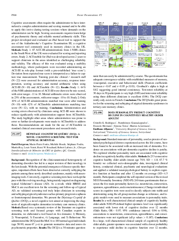 (PDF) Dépistage cognitif de québec (DCQ): A novel cognitive screening ...