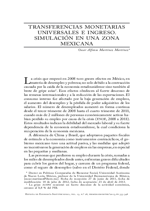(PDF) Transferencias Monetarias Universales E Ingreso: Simulación En ...