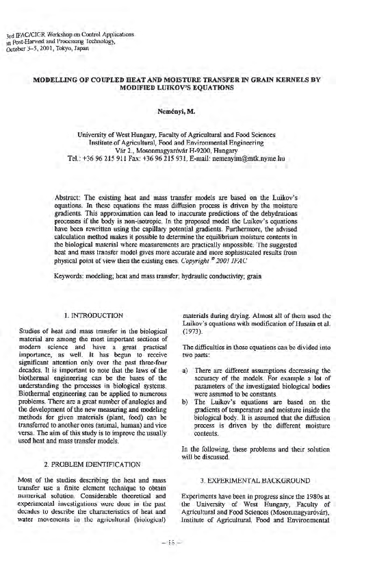 (PDF) Modelling of coupled heat and moisture transfer in porous ...