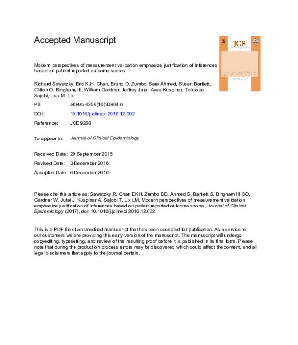 (PDF) Modern perspectives of measurement validation emphasize ...