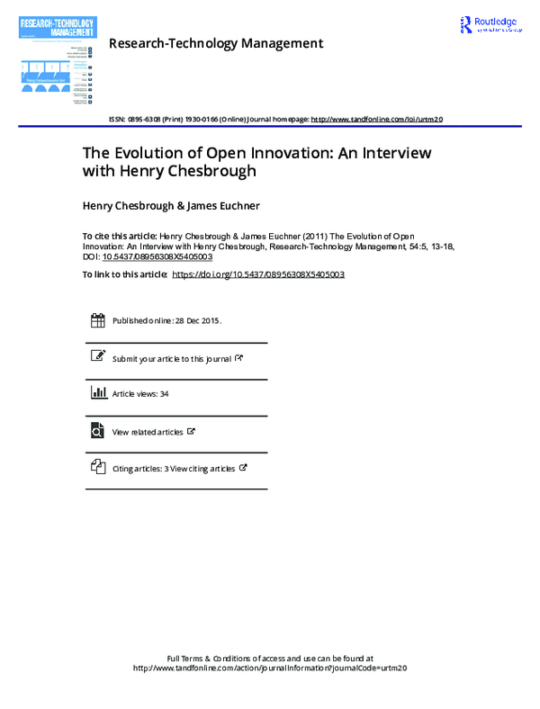 (PDF) The Evolution of Open Innovation: An Interview with Henry Chesbrough