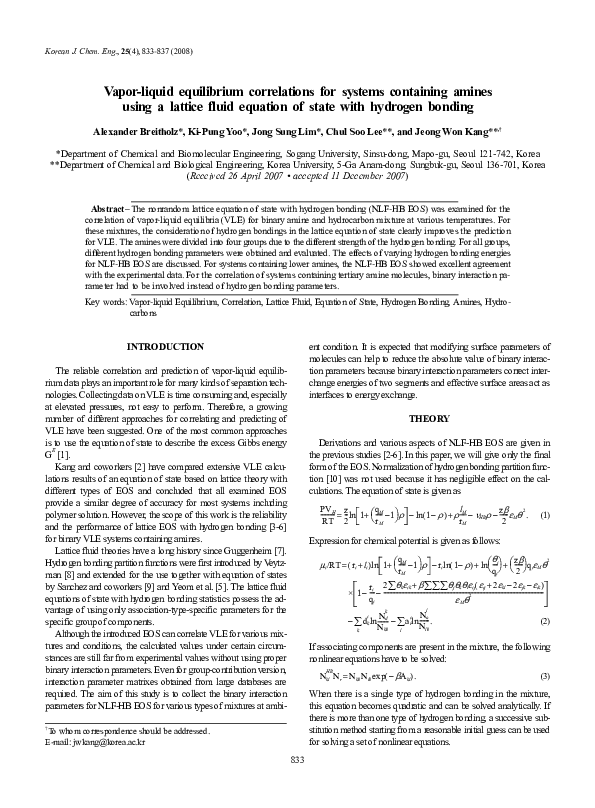 (PDF) Vapor-liquid equilibrium correlations for systems containing ...