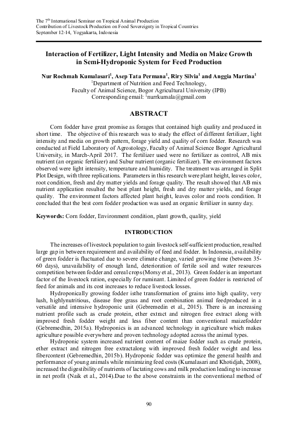 (PDF) Interaction of Fertilizer, Light Intensity and Media on Maize ...