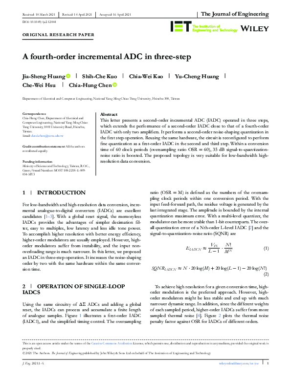 (PDF) A fourth‐order incremental ADC in three‐step