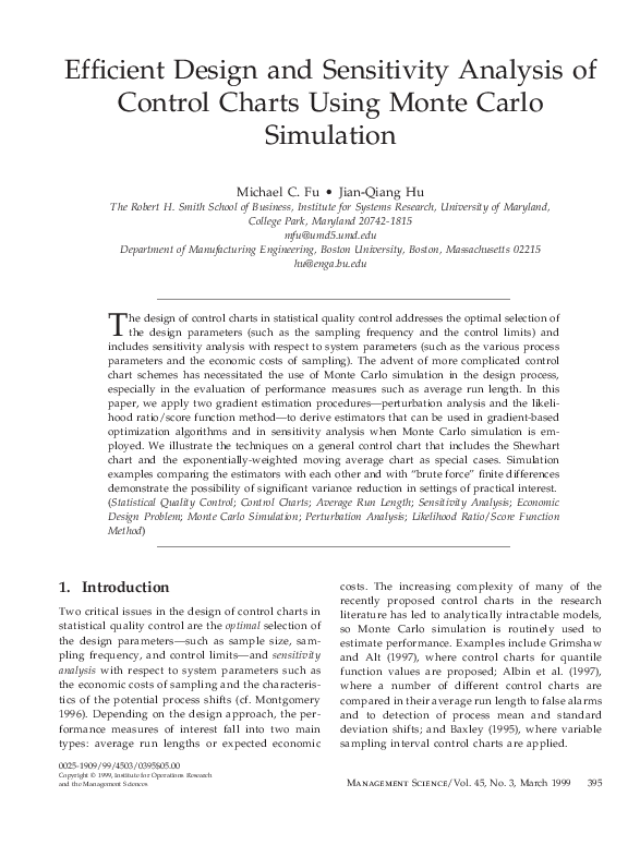 (PDF) Efficient Design and Sensitivity Analysis of Control Charts Using Monte Carlo Simulation