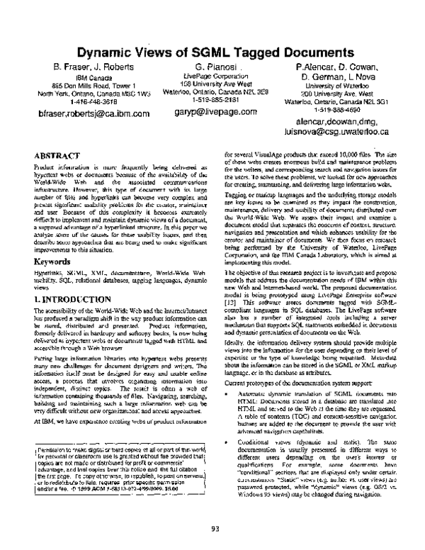 (PDF) Dynamic views of SGML tagged documents
