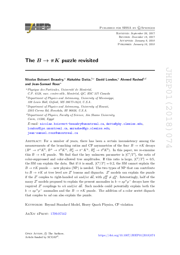 (PDF) The B → πK puzzle revisited