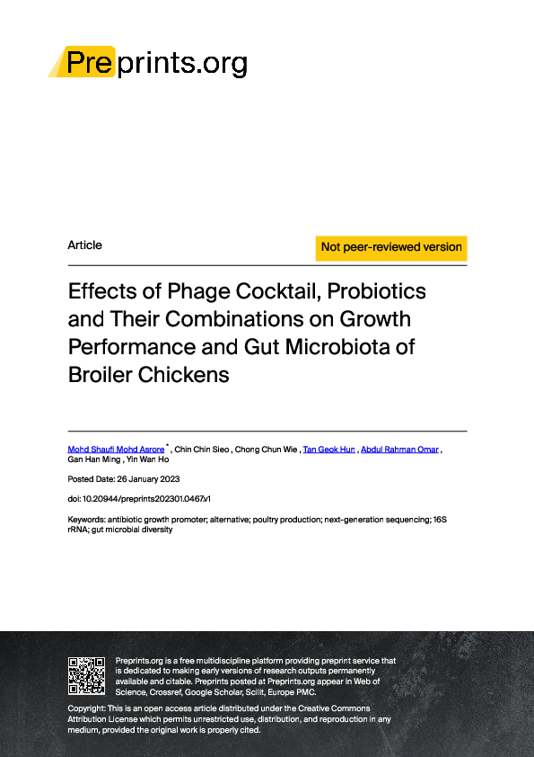(PDF) Effects of Phage Cocktail, Probiotics and Their Combinations on ...