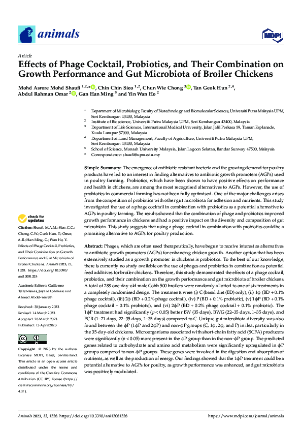 (PDF) Effects of Phage Cocktail, Probiotics, and Their Combination on ...