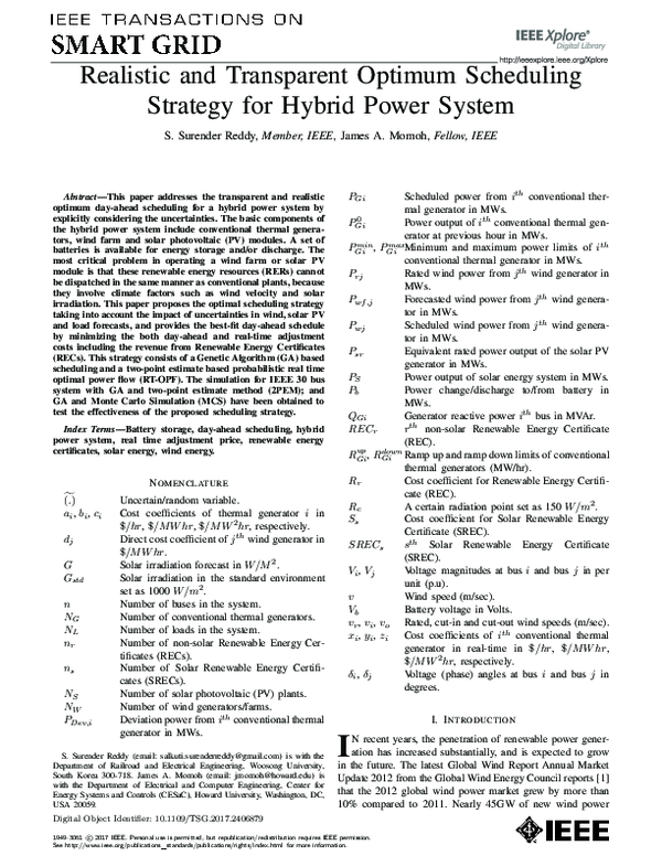 (PDF) Realistic and Transparent Optimum Scheduling Strategy for Hybrid ...