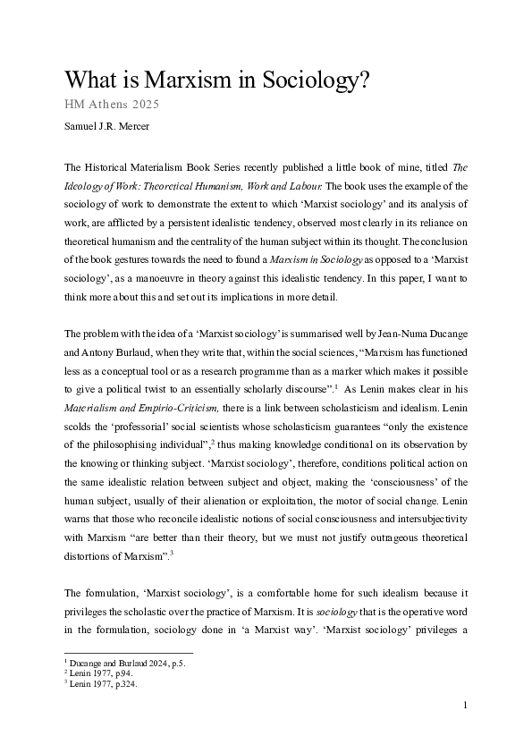 (PDF) What is Marxism in Sociology?