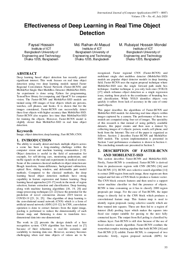 (PDF) Effectiveness of Deep Learning in Real Time Object Detection