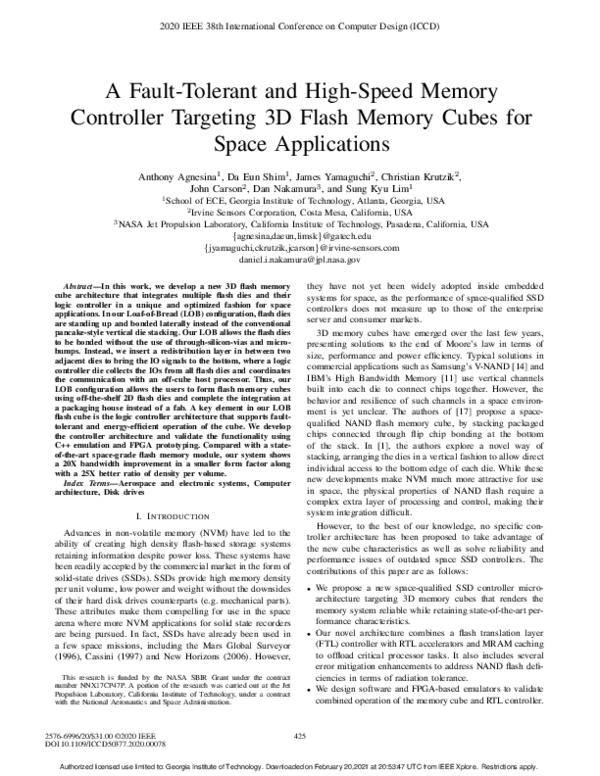 (PDF) A Fault-Tolerant and High-Speed Memory Controller Targeting 3D ...