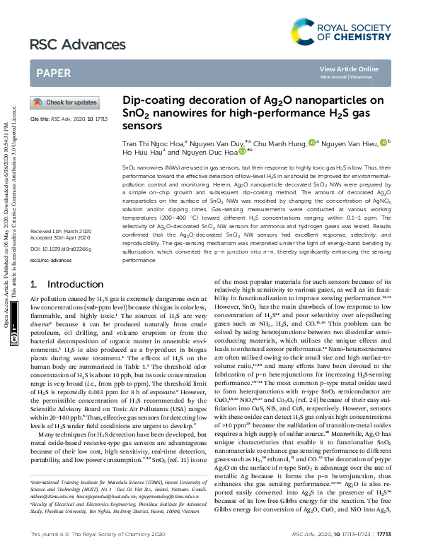 (PDF) Dip-coating decoration of Ag2O nanoparticles on SnO2 nanowires ...