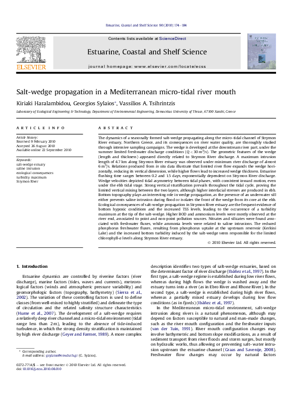 (PDF) Salt-wedge propagation in a Mediterranean micro-tidal river mouth