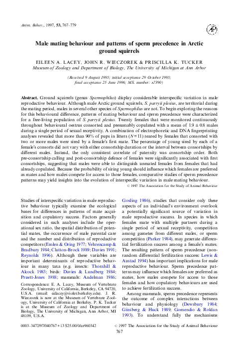 (PDF) Male mating behaviour and patterns of sperm precedence in Arctic ...