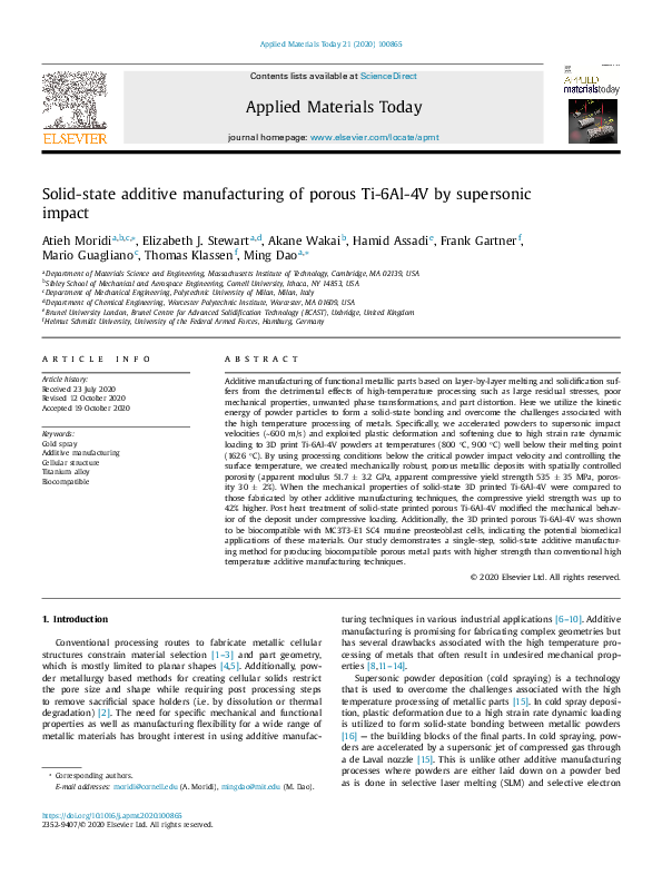 (PDF) Solid-state additive manufacturing of porous Ti-6Al-4V by ...