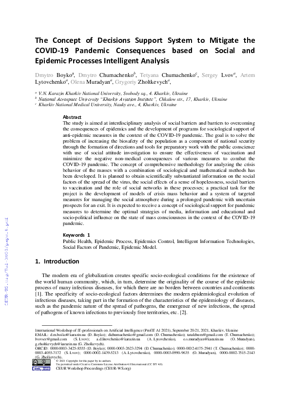 (PDF) The Concept of Decisions Support System to Mitigate the COVID-19 ...