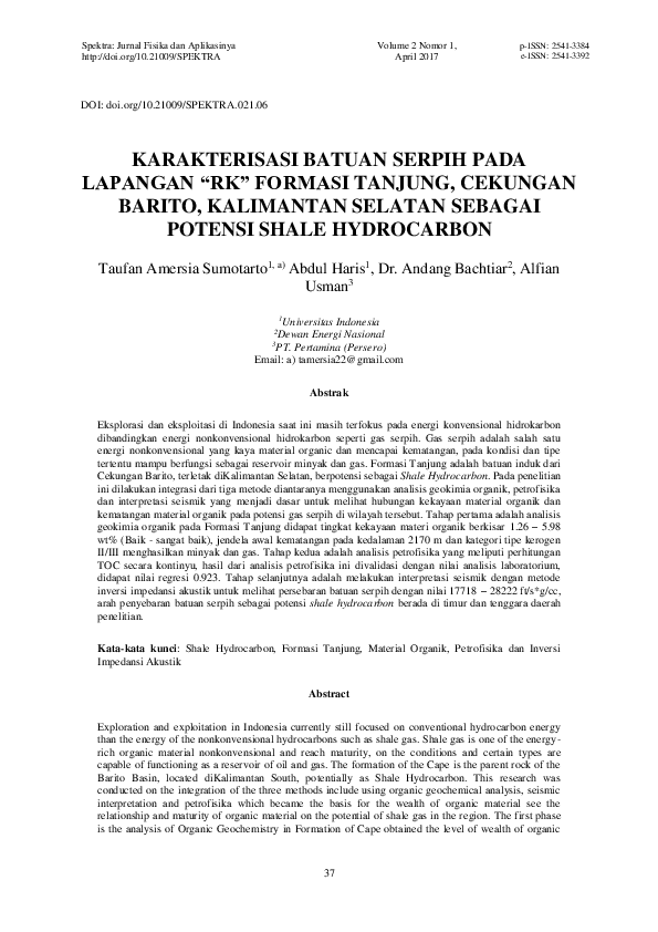 (PDF) KARAKTERISASI BATUAN SERPIH PADA LAPANGAN "RK" FORMASI TANJUNG ...