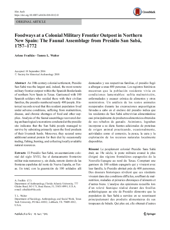 (PDF) Foodways at a Colonial Military Frontier Outpost in Northern New ...