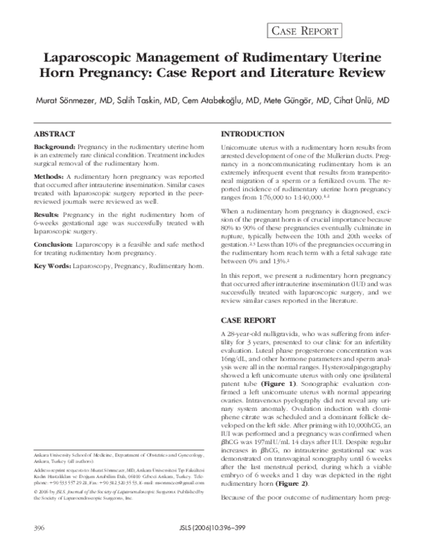 (PDF) Laparoscopic management of rudimentary uterine horn pregnancy ...
