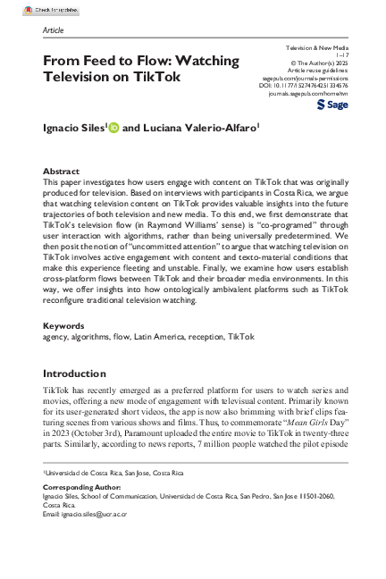 (PDF) From Feed to Flow: Watching Television on TikTok