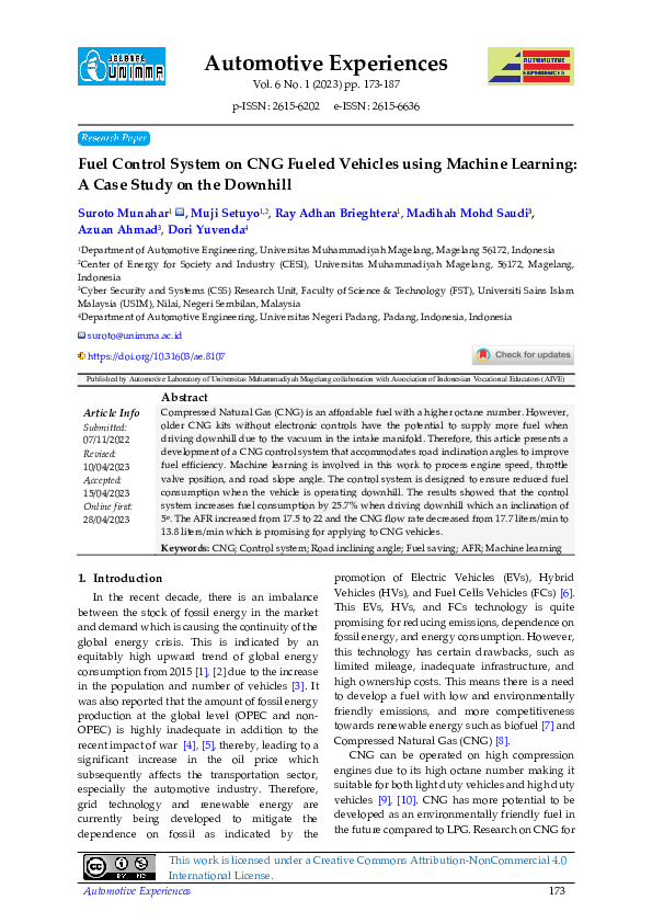 (PDF) Fuel Control System on CNG Fueled Vehicles using Machine Learning ...