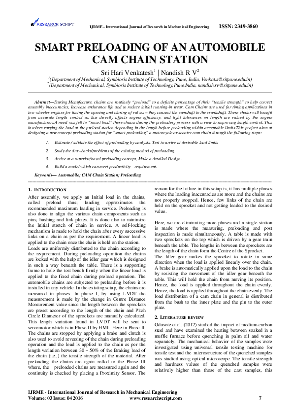 (PDF) Smart Preloading of an Automobile Cam Chain Station