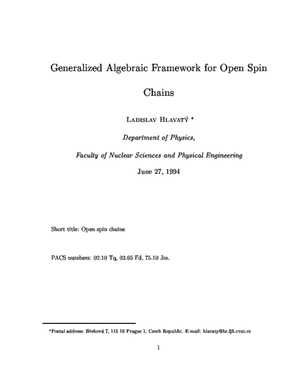 (PDF) Generalized algebraic framework for open spin chains