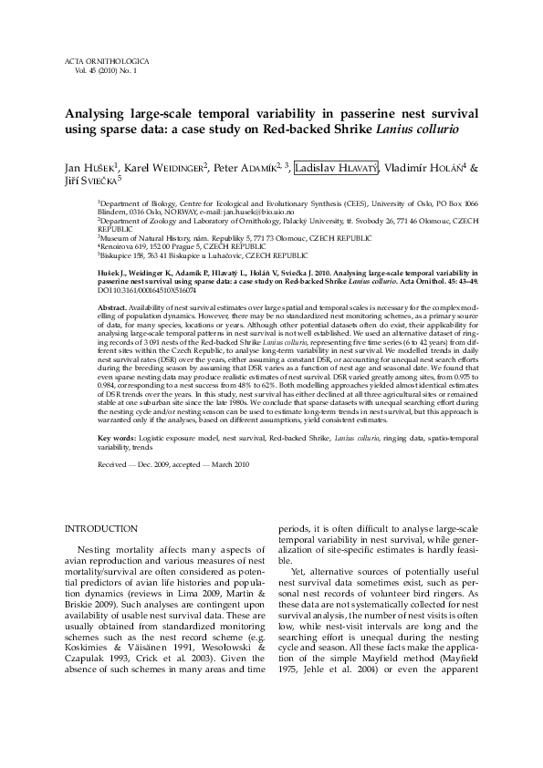 (PDF) Analysing Large-Scale Temporal Variability in Passerine Nest ...