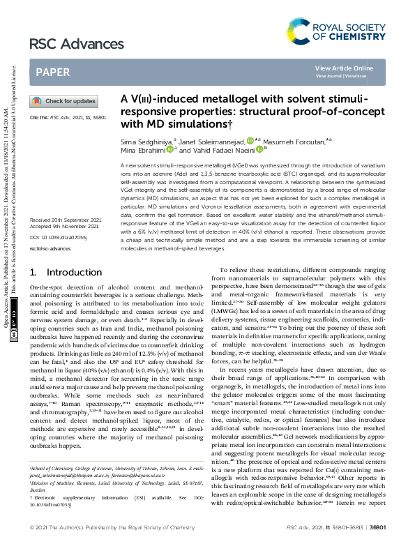 (PDF) A V(iii)-induced metallogel with solvent stimuli-responsive properties: structural proof ...